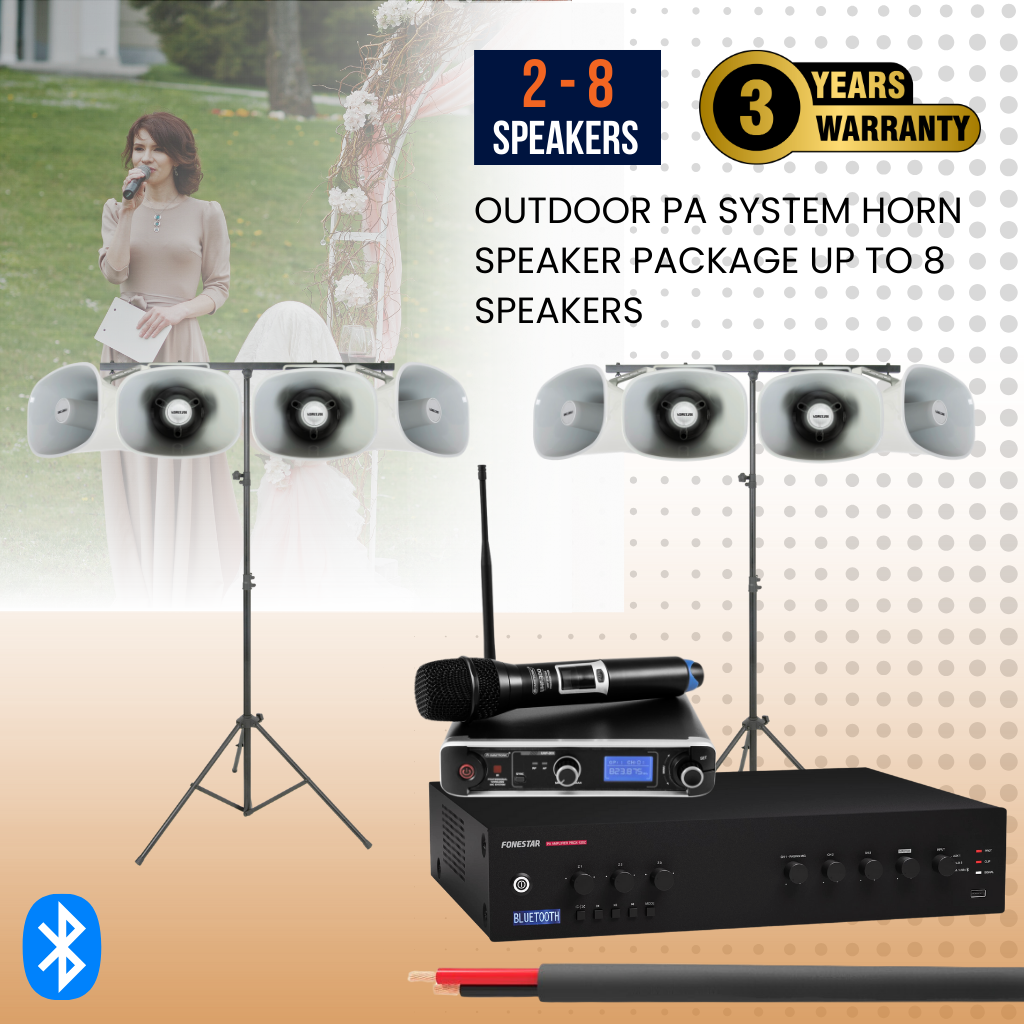 Outdoor PA System Horn Speaker Package Up To 8 Speakers – Commerical ...
